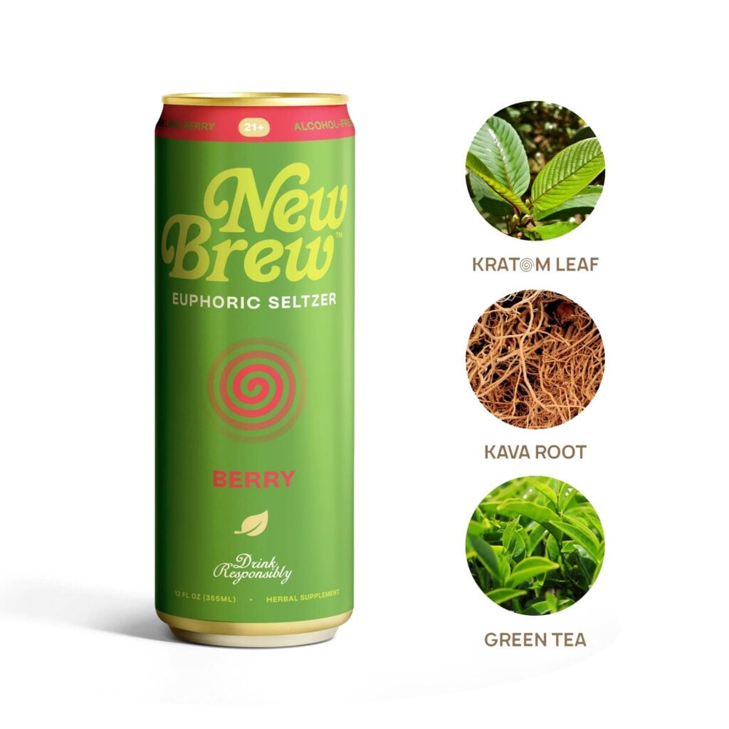 Buy New Brew Euphoric Seltzer Kratom and Kava Berry 12oz - KratomGala.com