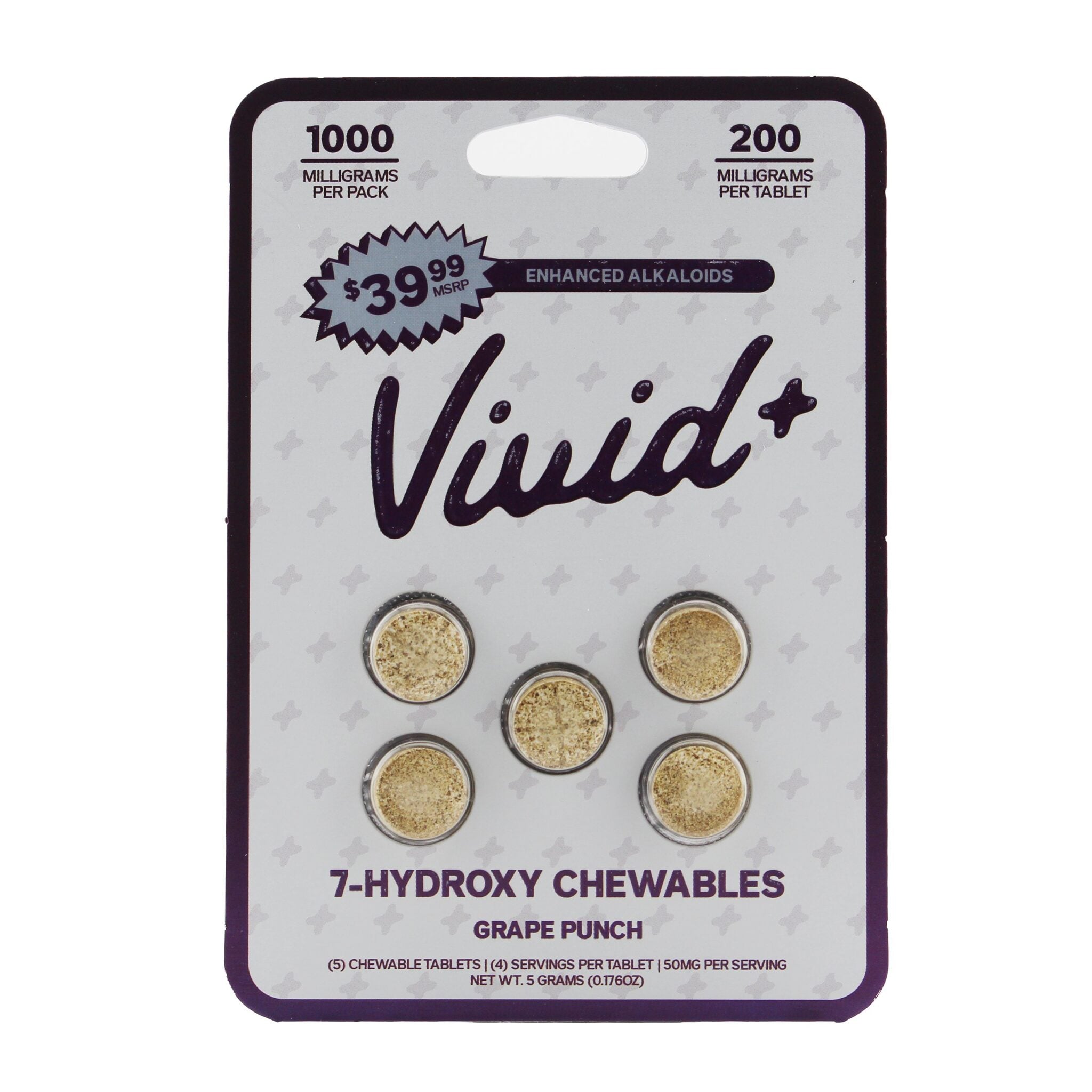 Buy Vivid+ Plus 7-Hydroxy Kratom Chewable Tablets Grape Punch 200mg ...
